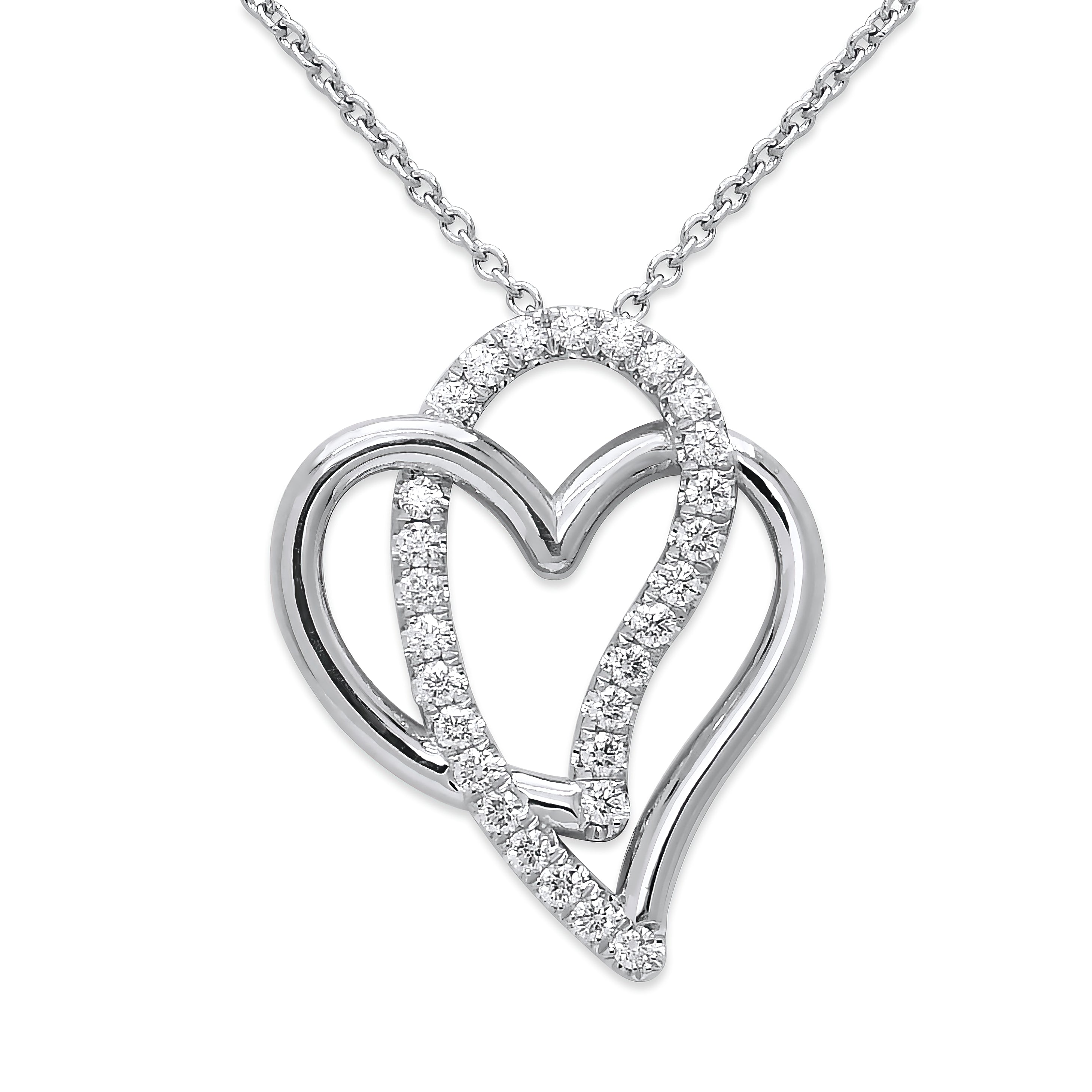 Double Heart Platinum Diamond Necklace – Dominique's Jewelry